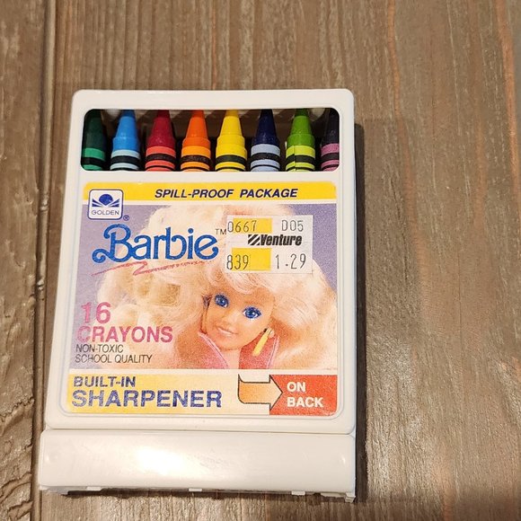 Barbie | Toys | Vintage 99 Golden Barbie 16 Crayons With Builtin ...